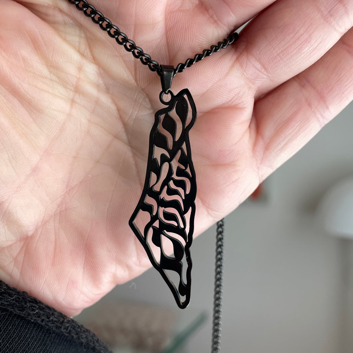 Mega “Shema Yisrael” Map of Israel Necklace - Black – @2Jewesses